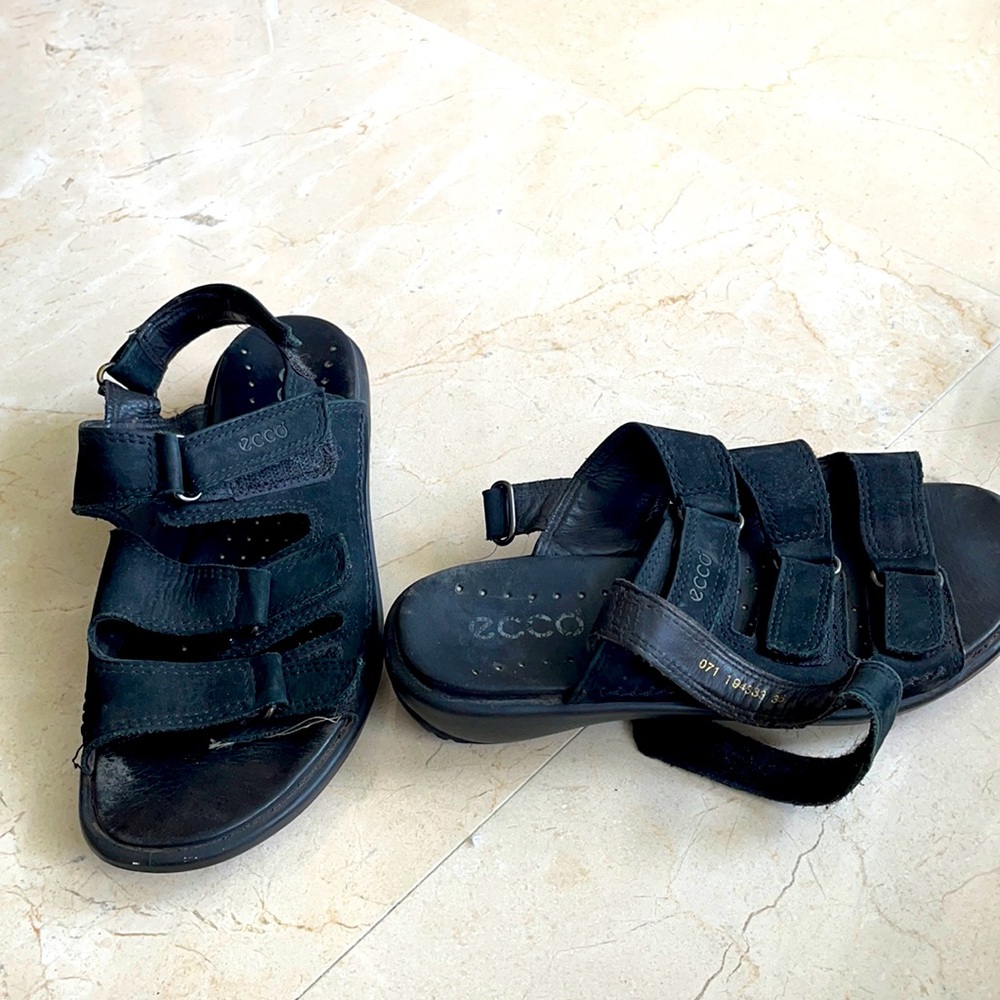 Ecco Velcro Adjustable Black Sandal - Gem